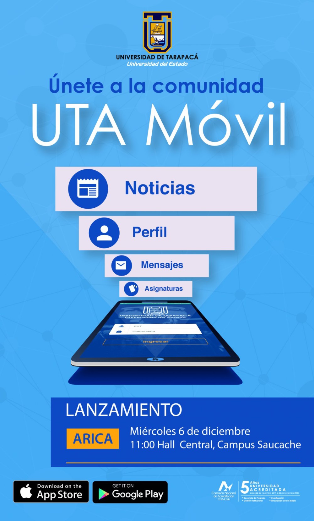 UTA lanza aplicación móvil para estudiantes